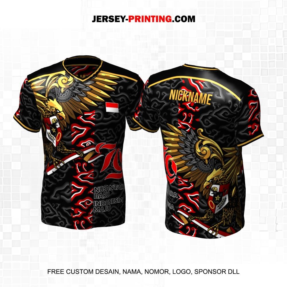 Jersey HUT RI 79 Kemerdekaan Indonesia 17 Agustus Hitam Motif Batik ...
