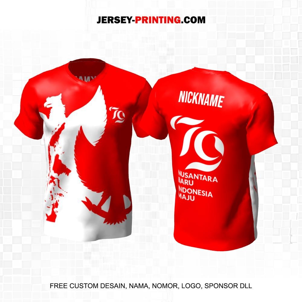 Jersey HUT RI 79 Kemerdekaan Indonesia 17 Agustus Merah Motif Garuda ...